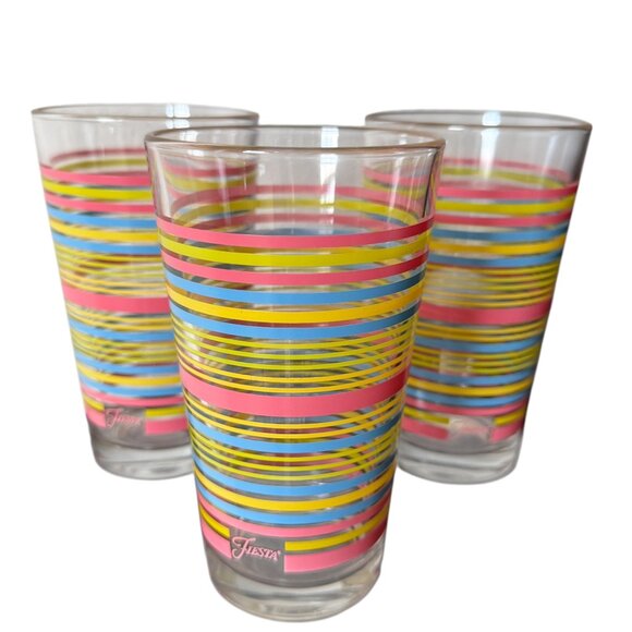 Fiesta | Dining | Fiesta Stripped Glassware Fiesta Glasses Tumblers ...